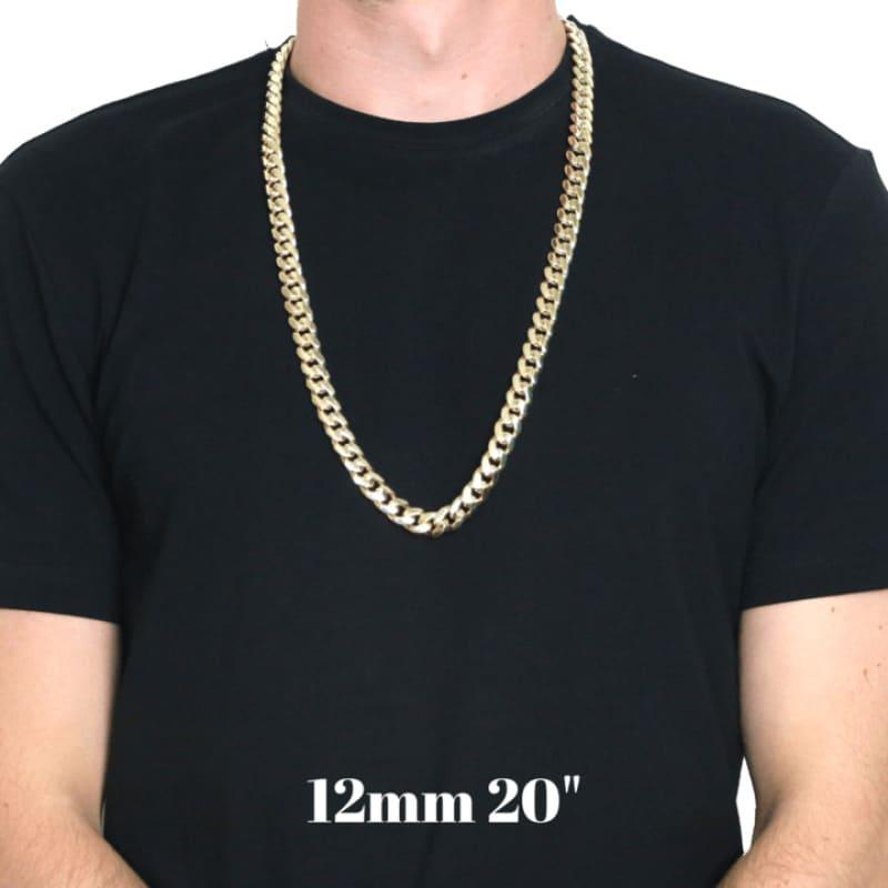 14k 12mm Solid Miami Cuban Link Chain- Seattle Gold Grillz