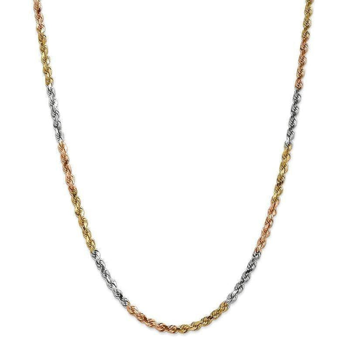 14k Tri-Color 4mm Diamond Cut Rope Chain | Seattle Gold Grillz