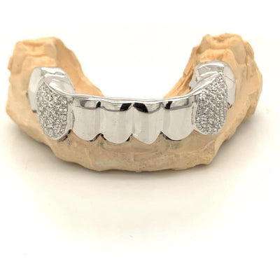 8pc Silver CZ Bottom Grillz | Seattle Gold Grillz