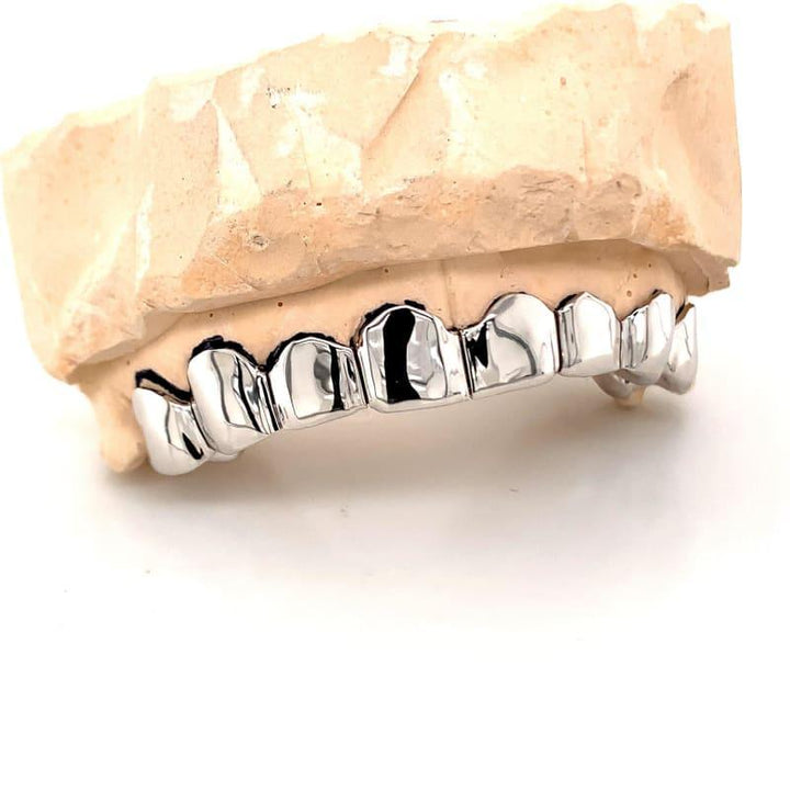 8pc White Gold Top Grillz | Seattle Gold Grillz